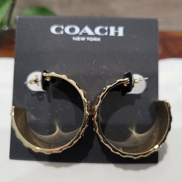 Coach | Jewelry | Coach Signature Logo Hoop Earrings | Poshmark